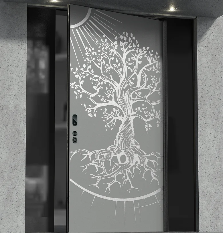 Latest Design One And Half Door Leaf Etching Panel Villa Exterior Entry ...
