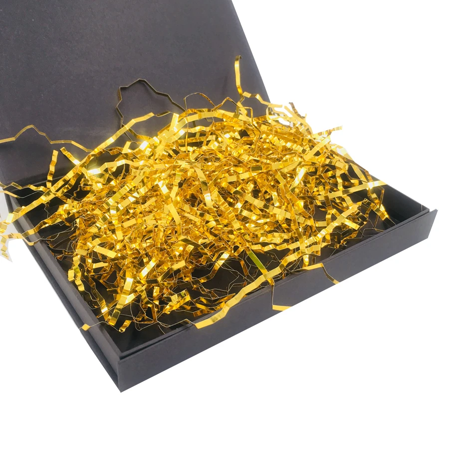 Metallic Gold Crinkle Cut Shredded Paper for Gift Wrapping