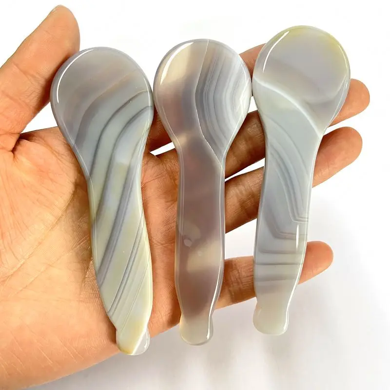 New Arrival Natural Agate Gua Sha Spoon Multipurpose Agate Stone Guasha ...