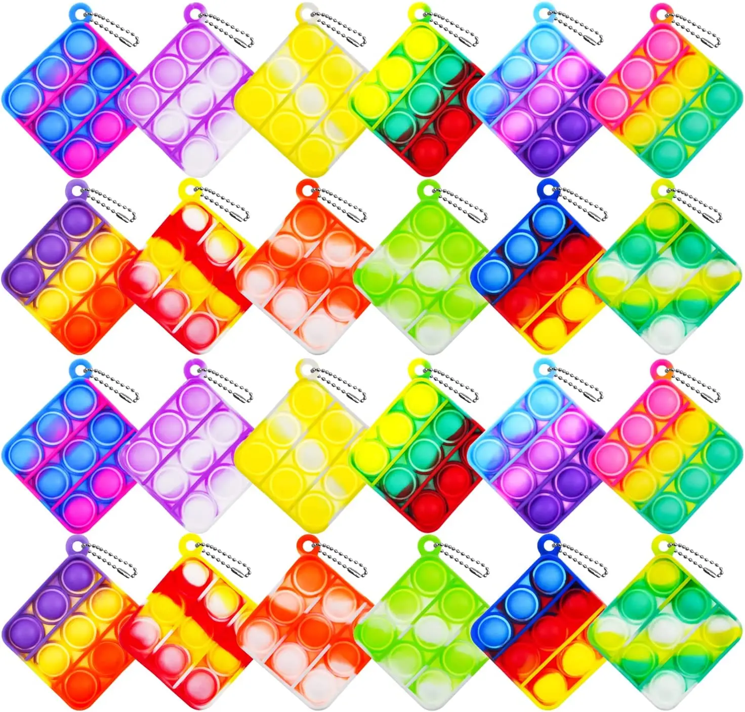 Fidget Toys Silicone Push Bubble Mini Popper Toy Key Chain for Children ...