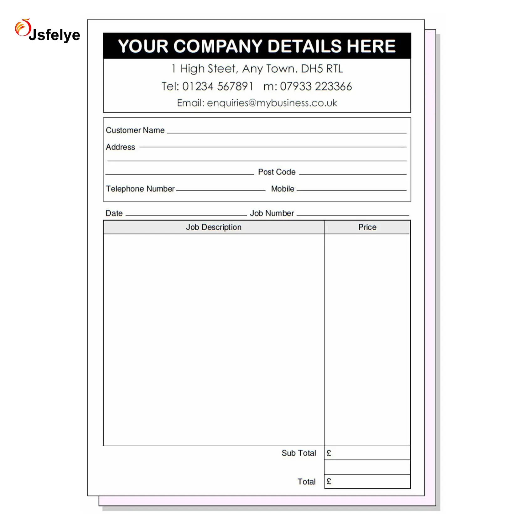 Half Size Duplicate Receipt Book Numbered Cash 1 - 100 Pages Pad Carbon ...