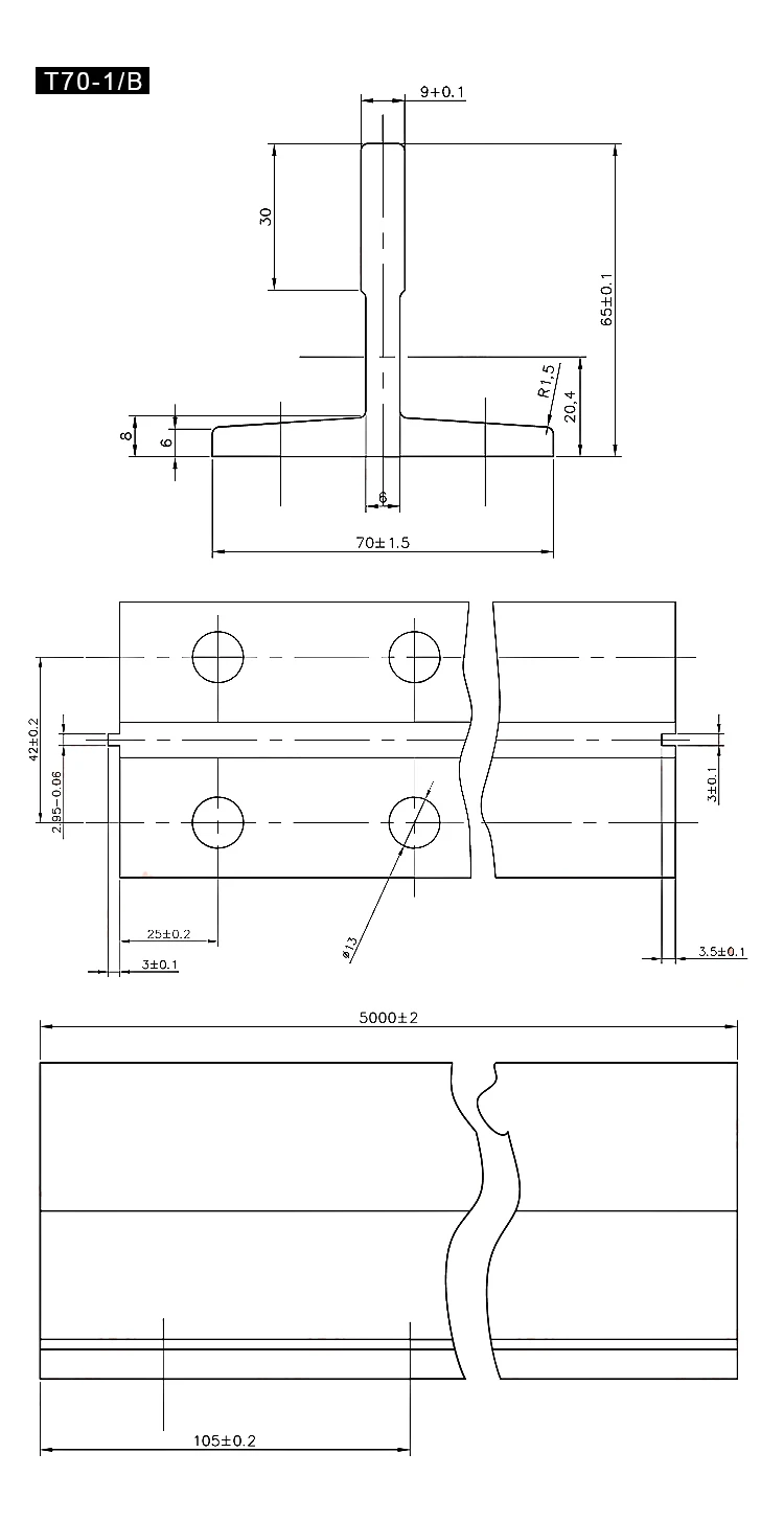 Universal elevador guide rail preço T2 T70 T82 T75 T78 T89 T90 T127 ...