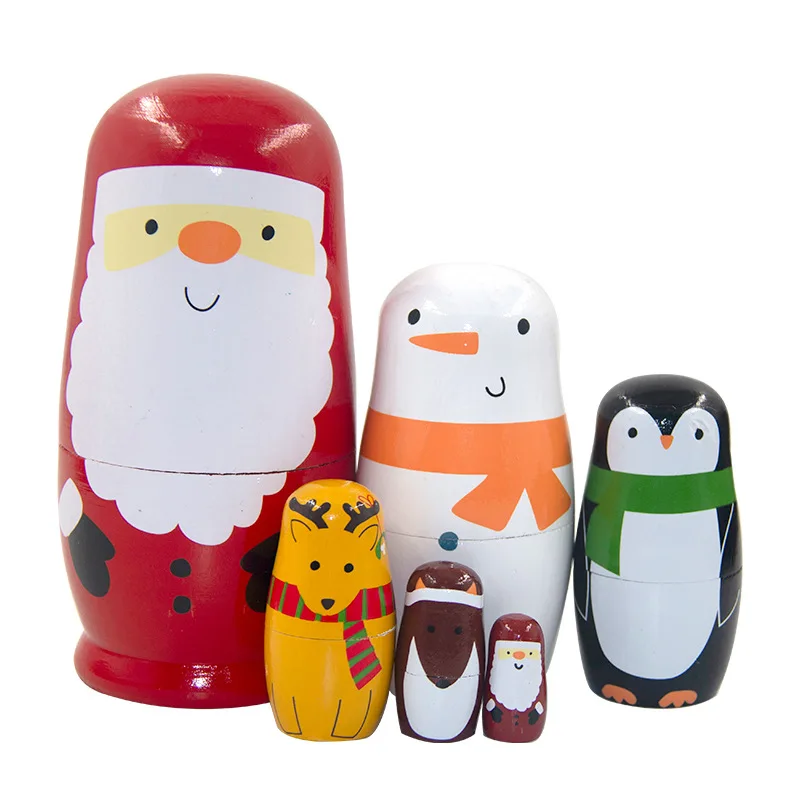 Wooden Christmas Matryoshka Dolls - 5-Layer Snowman Nesting Dolls for ...