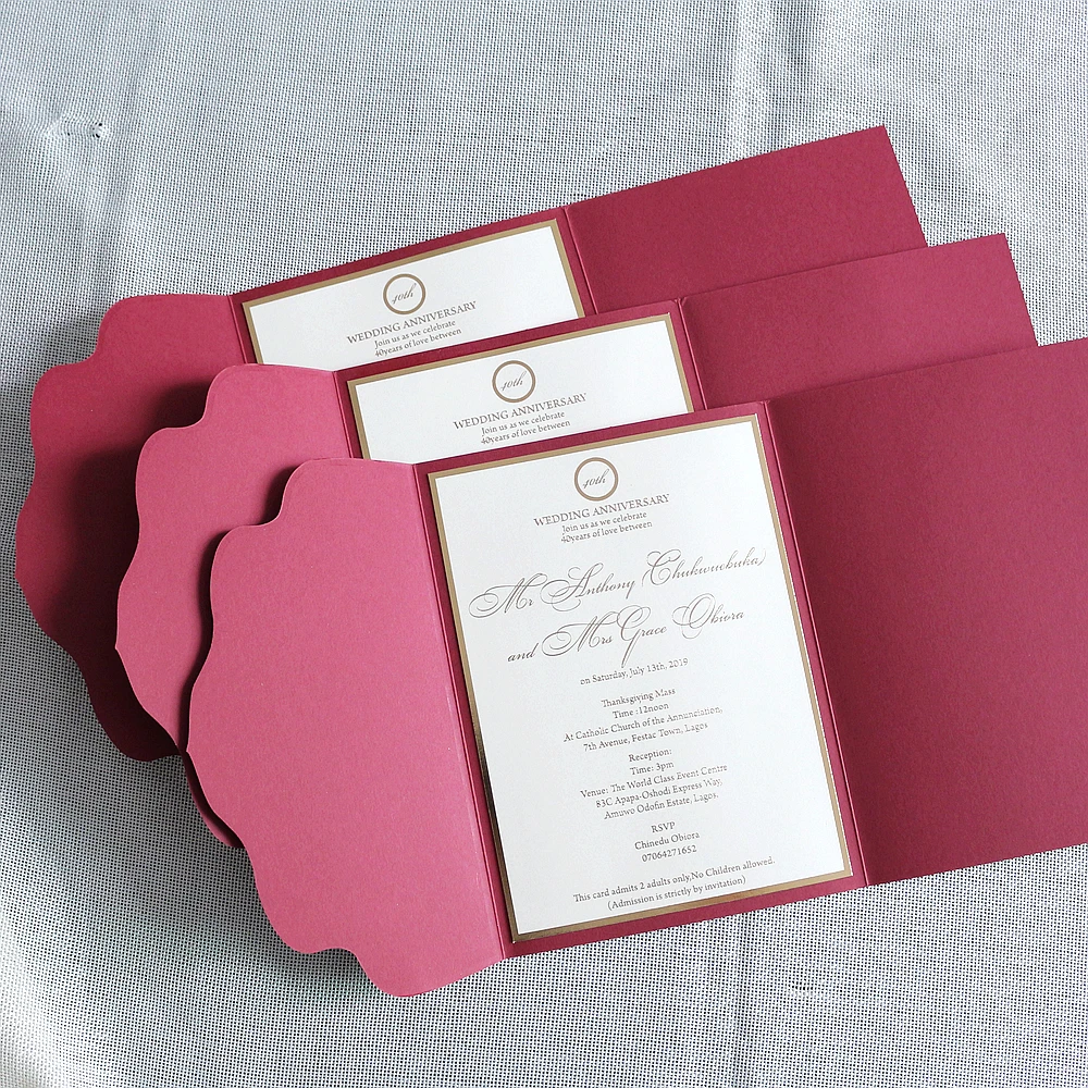 Unique Texture Cardstock Wedding Invitation Die Cut Envelope