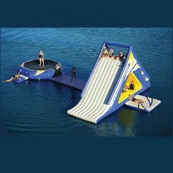Inflatable Floating Water Park Trampoline Water Triangle Slide For ...