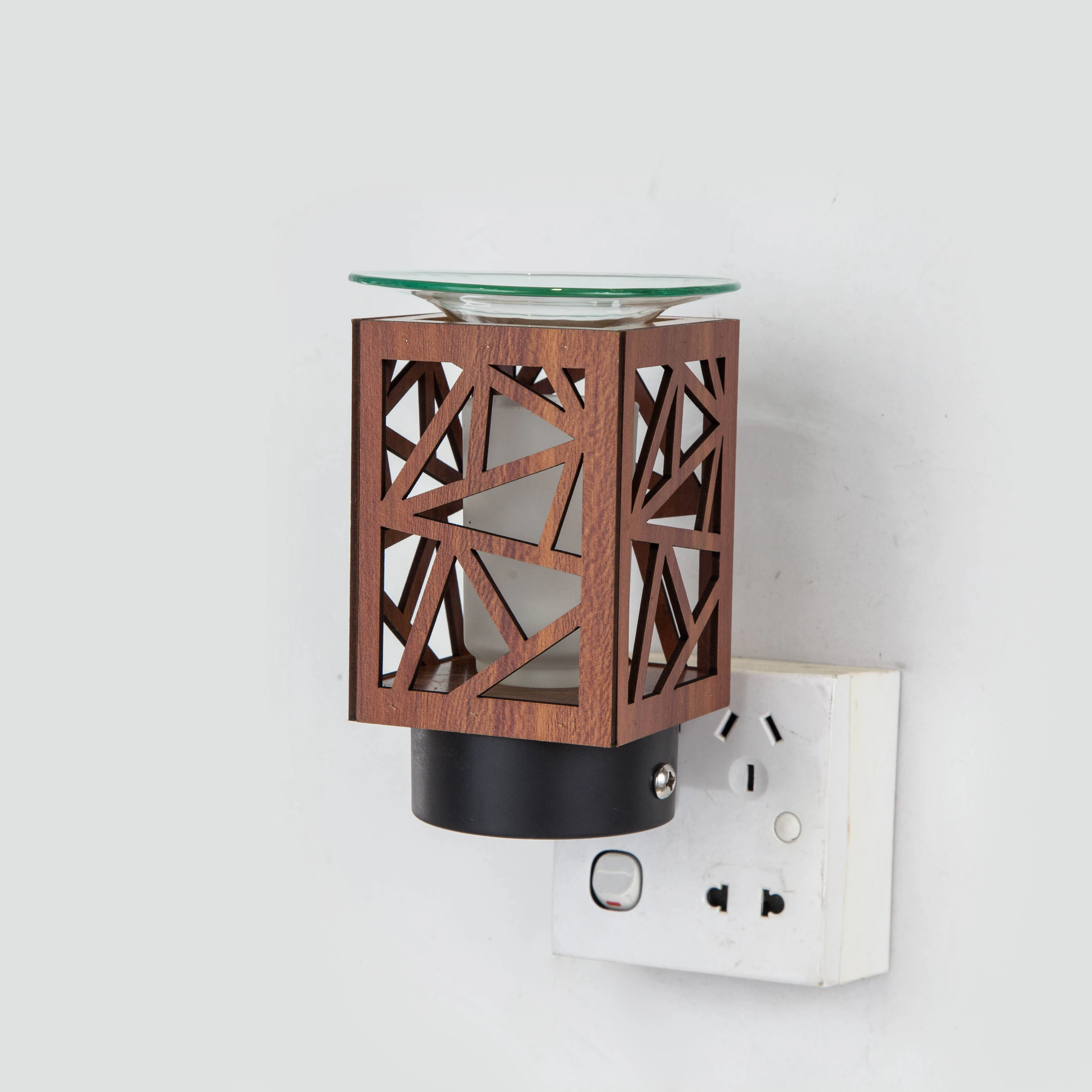 Wooden Wall Plug-in Oil Warmer Lamp - Hotel Decorative Night Light