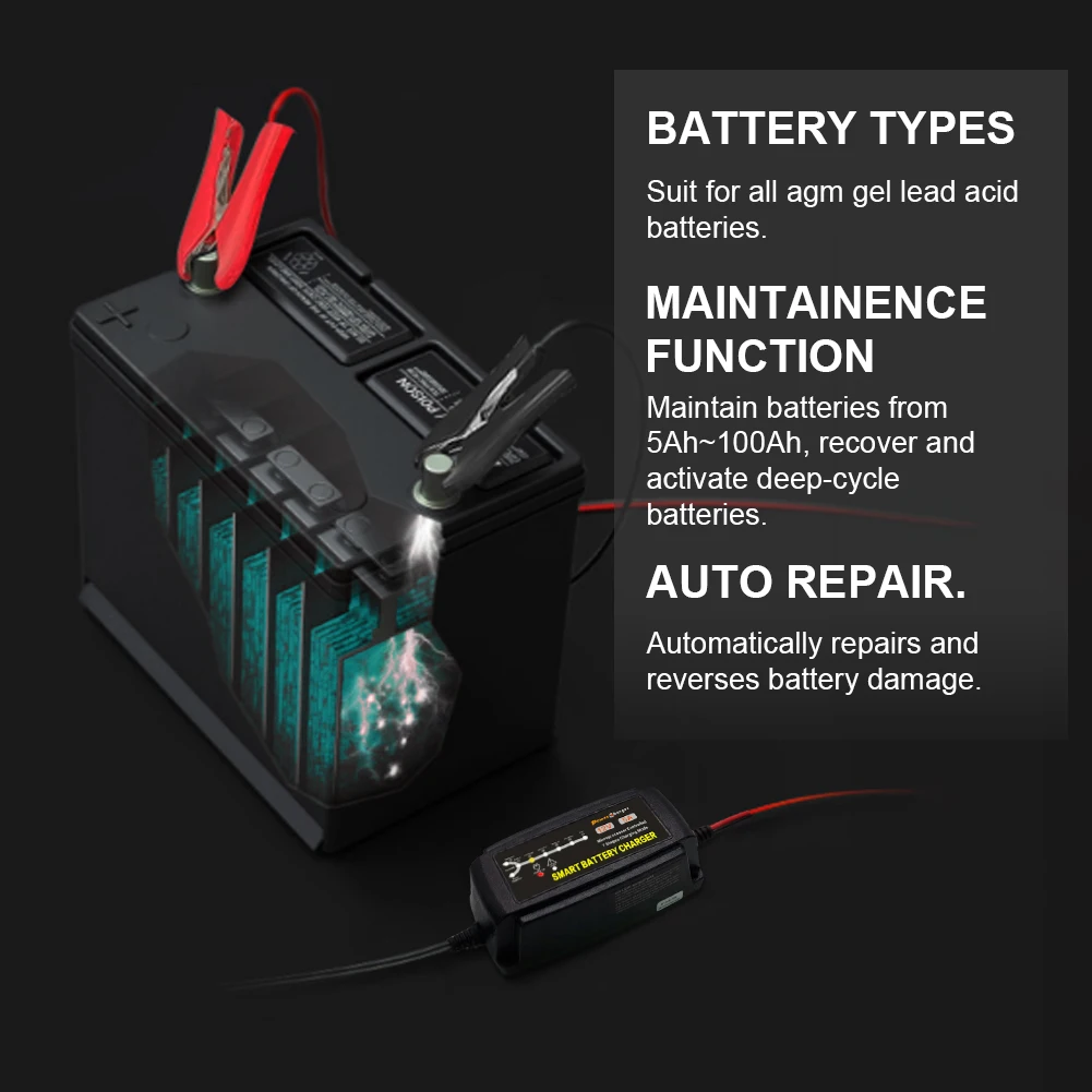 Desulphation Float 12v 5a Automatic Lead Acid Battery Charger 7 Stage ...