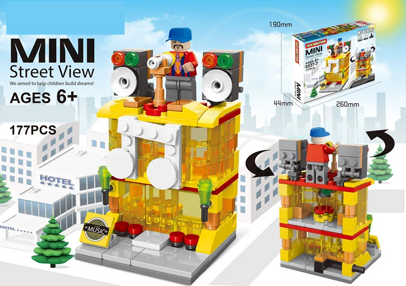 Lele Brother 8 Styles Architectural Model Toy Kids Diy Mini Street ...