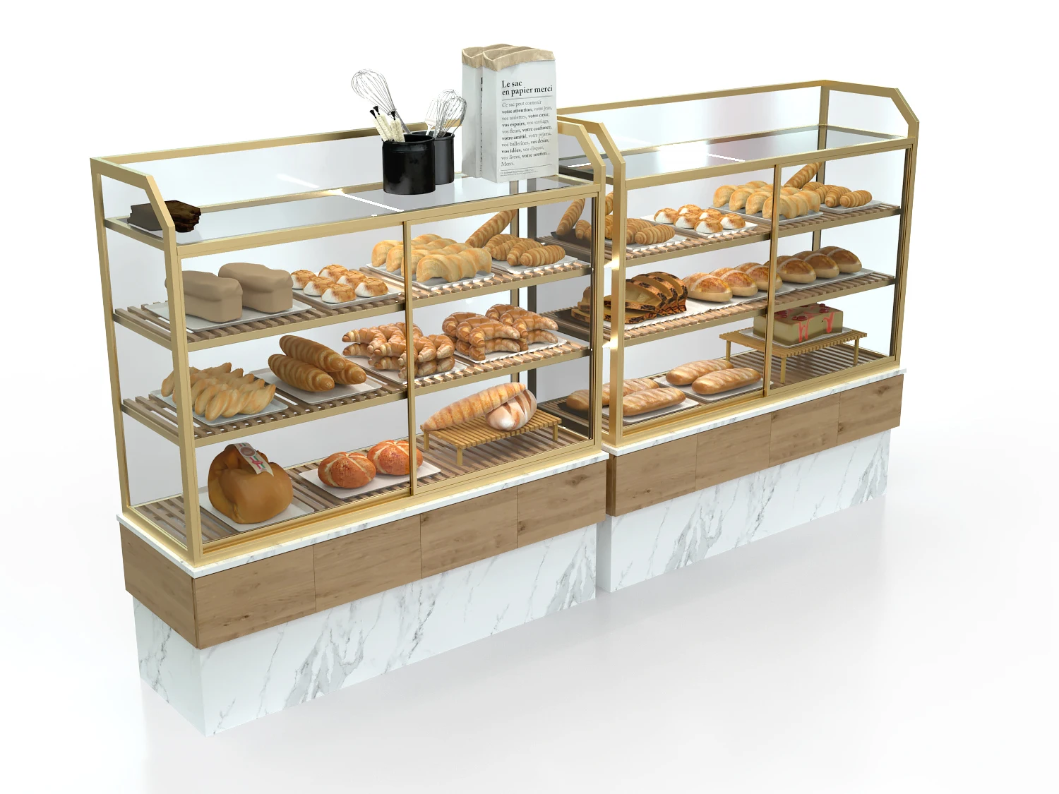 Customizable Wood Metal Bakery Display Racks - Highbright