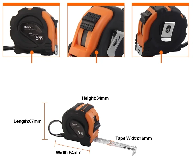 3M 5M 7.5M 10M Long Steel Tape Rubber Portable Retractable Rolling ...