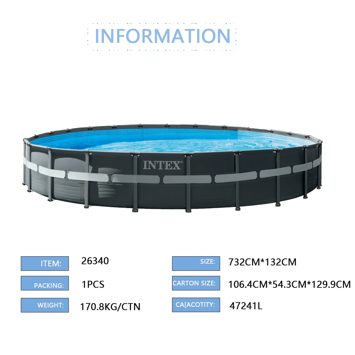 Intex Ultra XTR Frame 7.32M Outdoor Pool Set - 12x30 Above Ground Pool