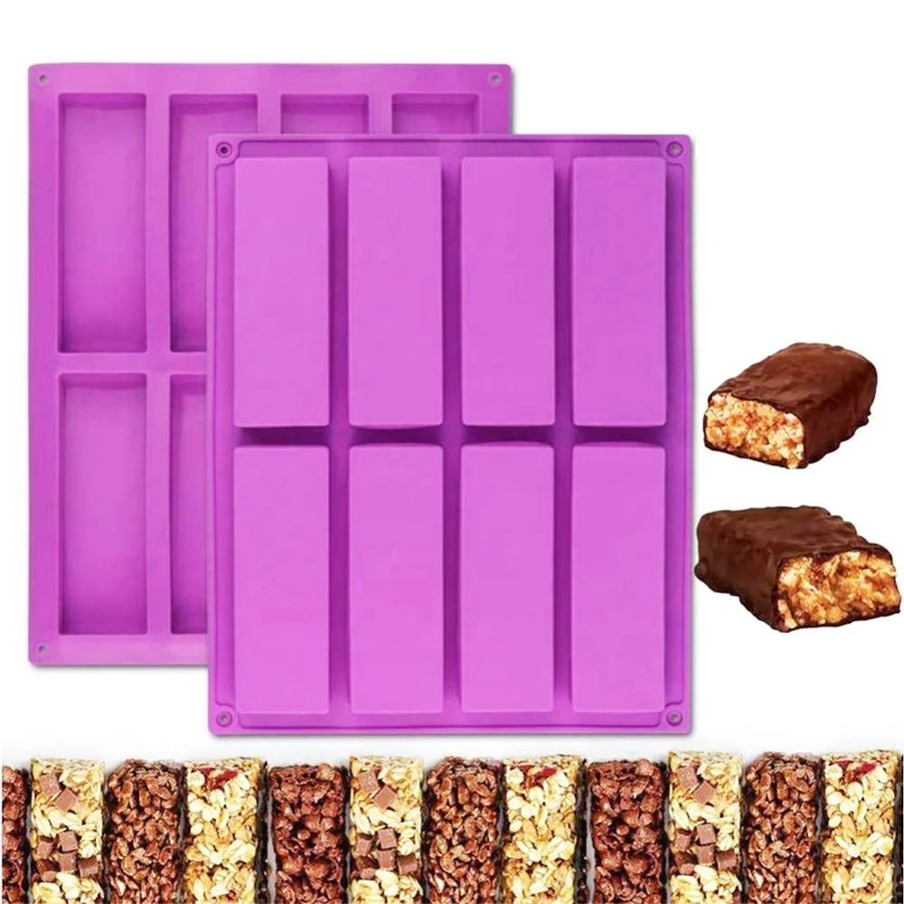 8 Holes Strip Rectangle Shape Silicone Cake Baking Mold Silicone Candle ...