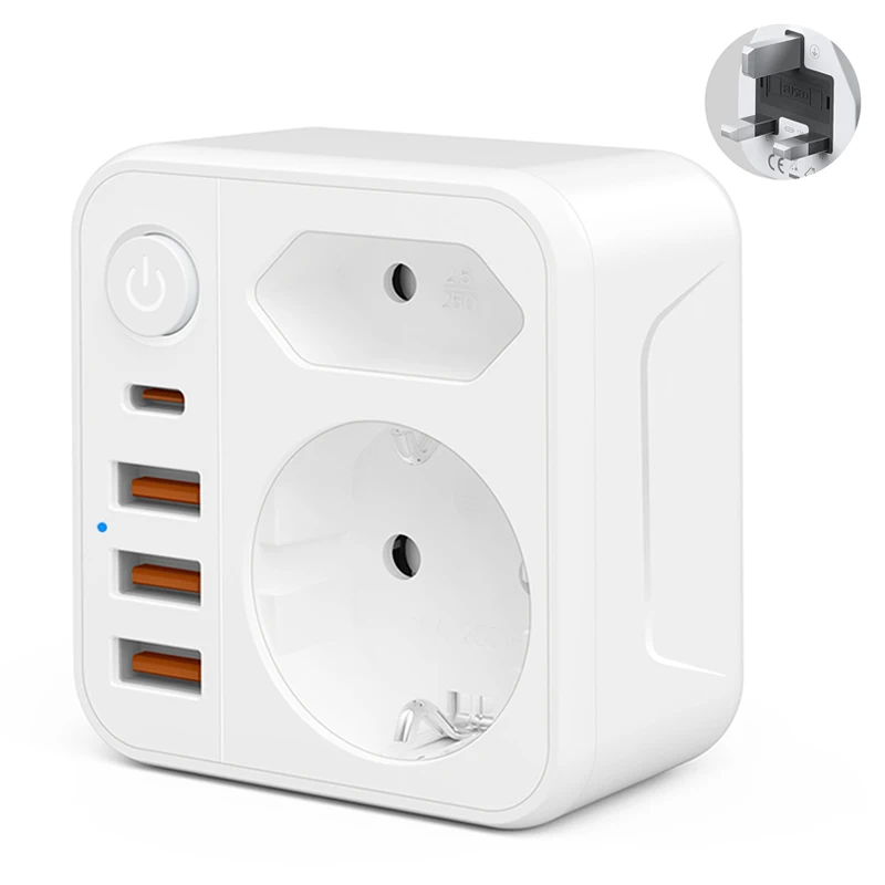 Hot Smart Germany USB Outlet Adapter EU to UK 2 PIN AC Charger Socket ...