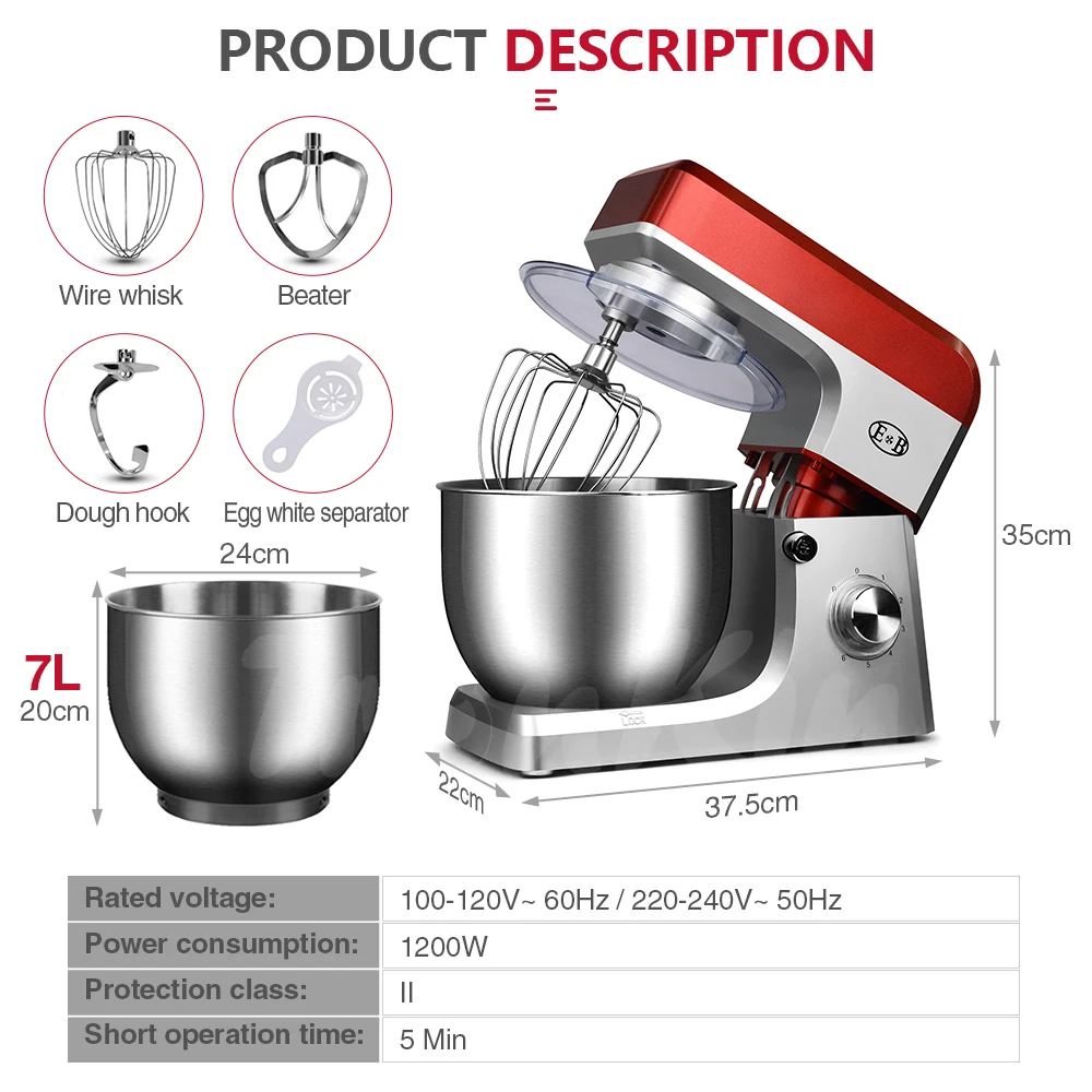 High Efficient Multi-functional 7 Liters Chef Kitchen Machine With ...