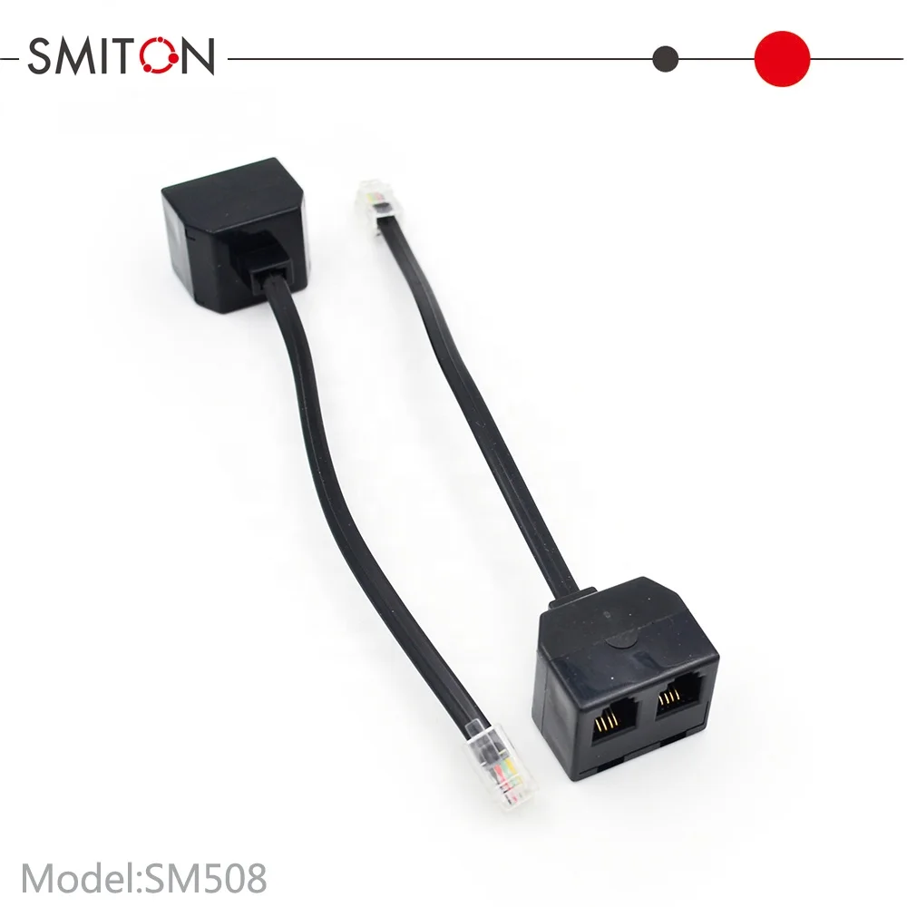 4p4c Male To 2 Female Connector For Telephone Line Cord Rj9 Rj11 Adapter - Buy Rj9 Adapter,4p4c ...