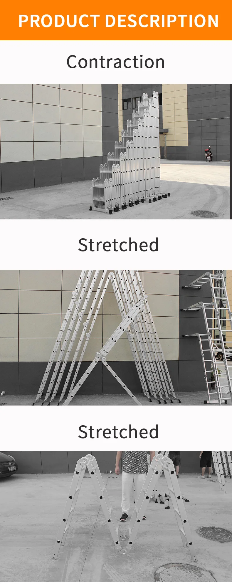 Aluminum Spring Loaded Locking Mechanism Non-slip Ribbing Capacity ...