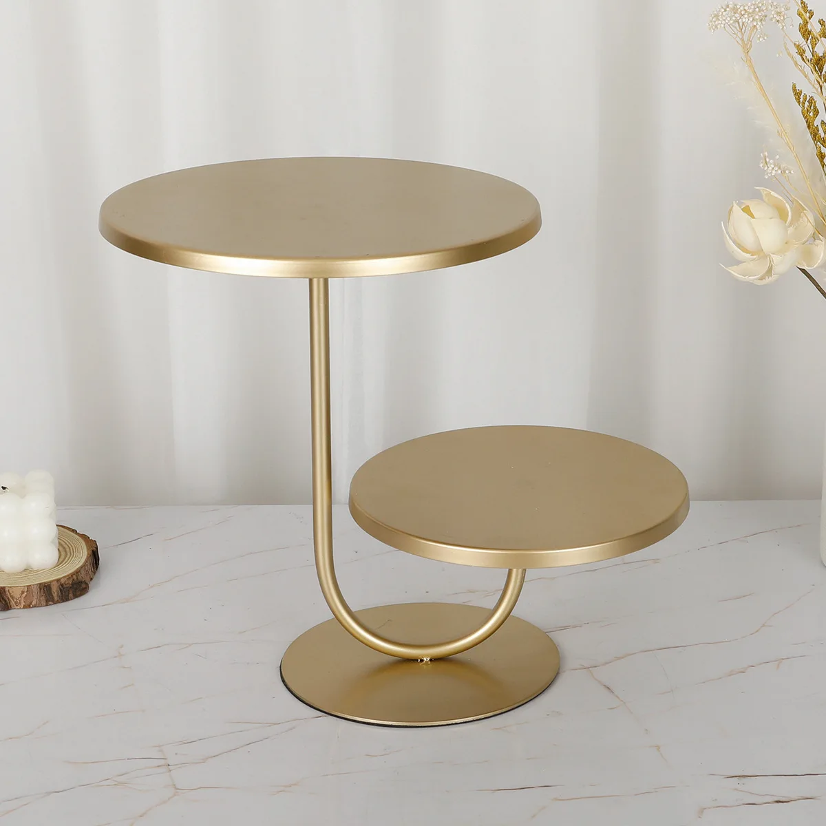 Mu Nordic Luxury Gold Metal 2 Layer Decorative Cake Rack Round Dessert ...