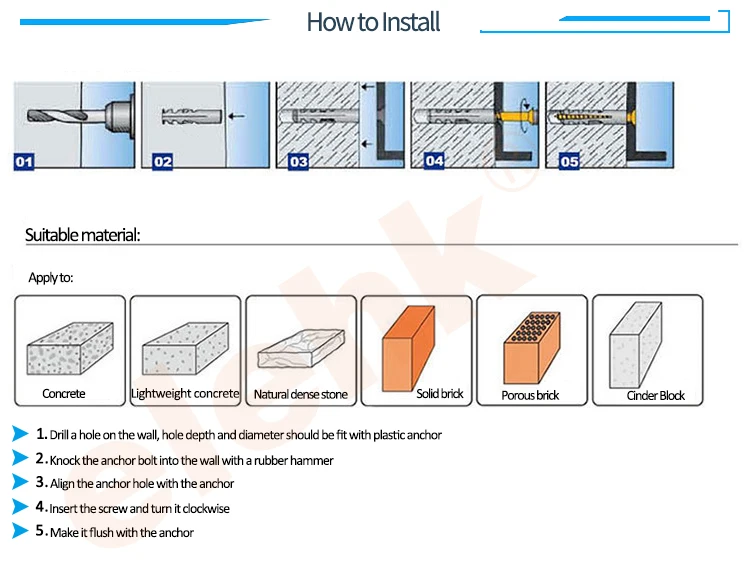 8mm And 10mm Plastic Wall Plug Expansion Anchor Sizes For Concrete ...