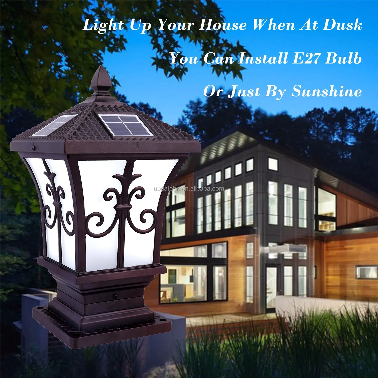 Outdoor Waterproof Solar Power Pillar Villa Garden Decoration ...