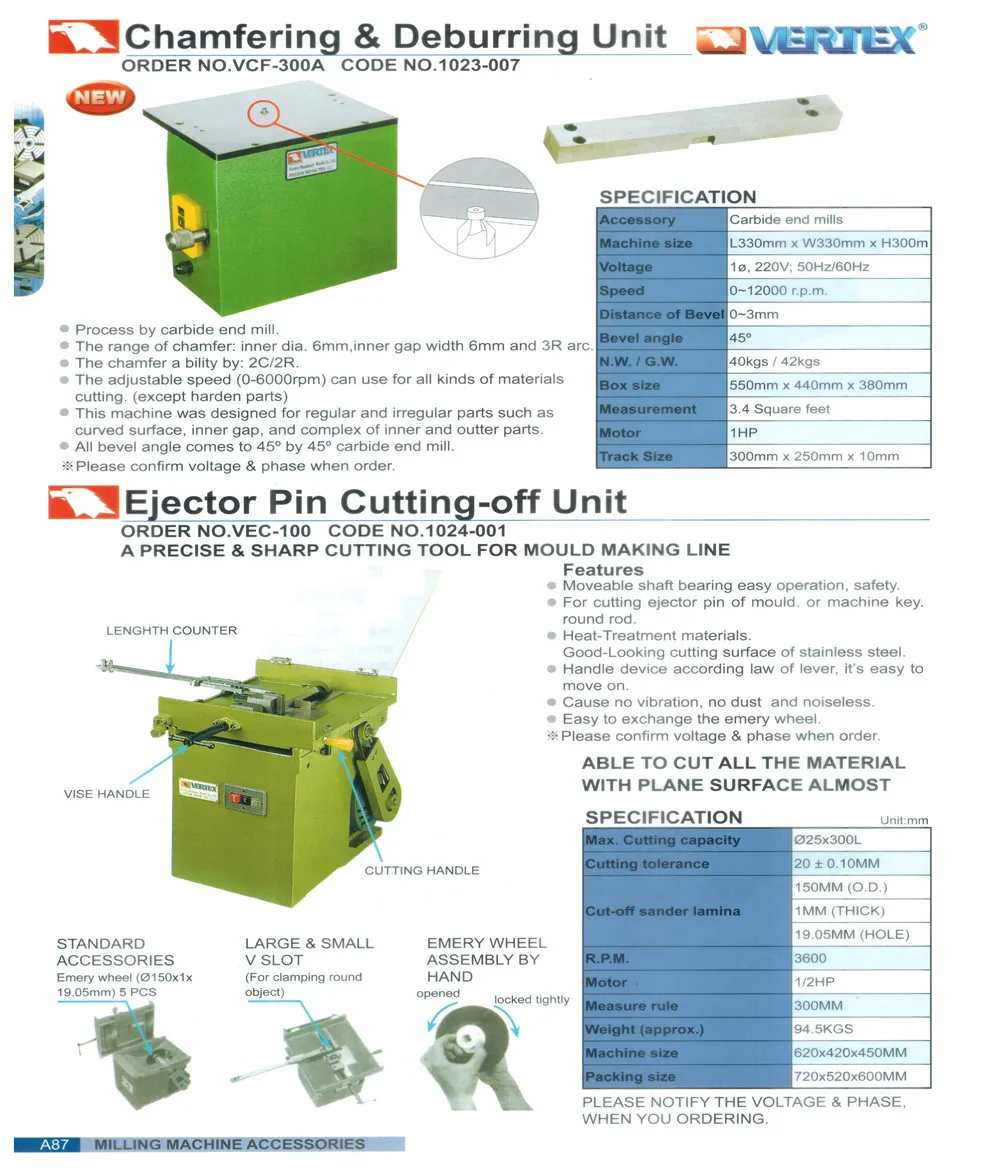 VERTEX Ejector Pin Cutting-off Unit VEC-100 - 1 Year Warranty