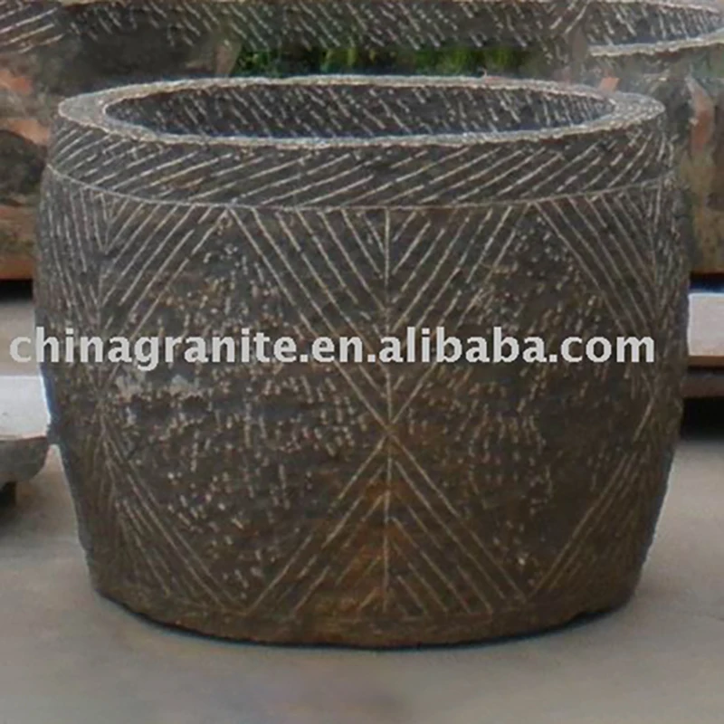 Wholesale Stone Garden Flower Pot/old Effect Planter Granite Flower Pot ...