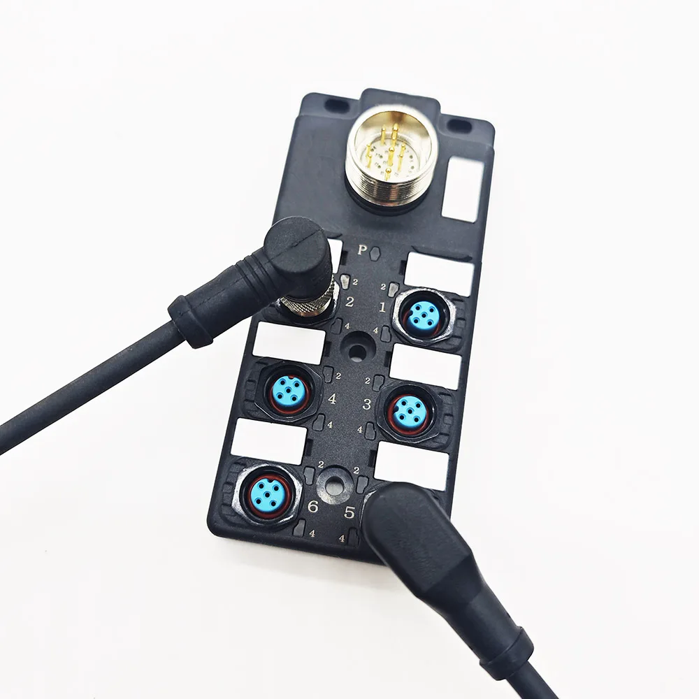 M12 Connector Distribution Box Electric 5 Pin 6 Ports With Led ...