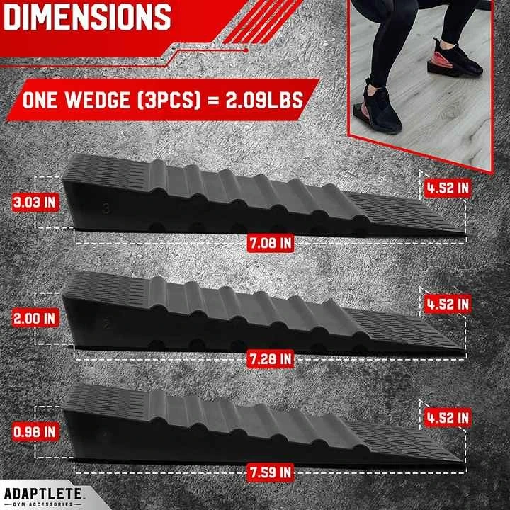 Wellshow Rubber Wedge Block Adjustable Non-slip Squat Ramp Slant Heel ...