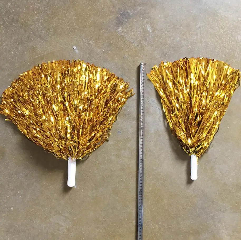 Cheerleading Pom Poms with Handle – Metallic Foil Tassels for Sports ...