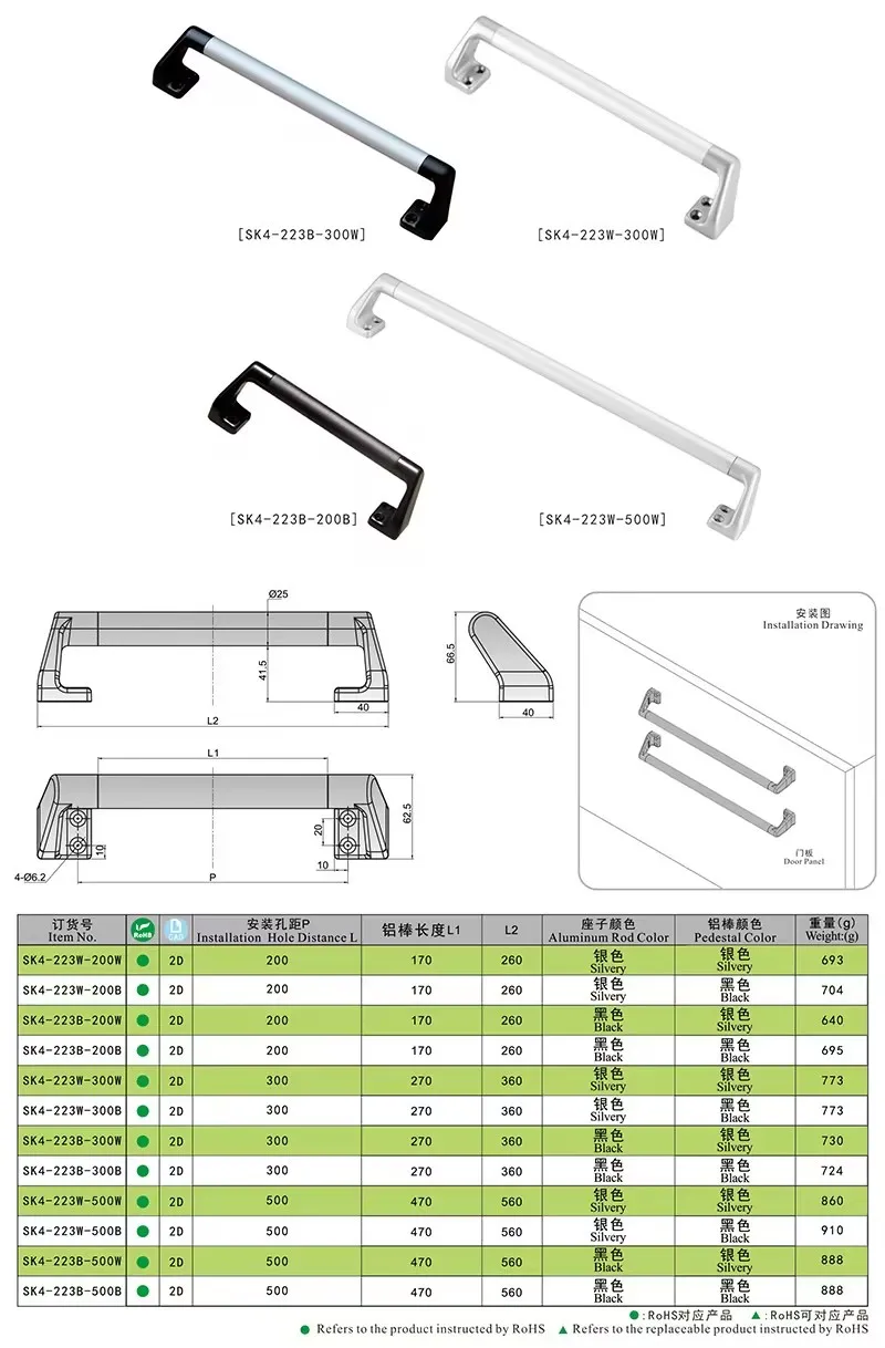 Sk4-223w-200b High Quality Aluminum Alloy Cabinet Chamber Door Handle ...