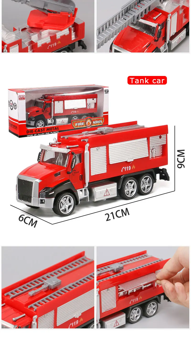 1/42 Fire Engine Series Alloy Car Kids Simulation Metal Fire Rescue ...