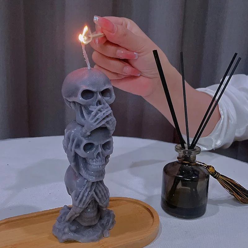 Three Human Skeleton Candle Creative Halloween Horror Series Don't Look ...