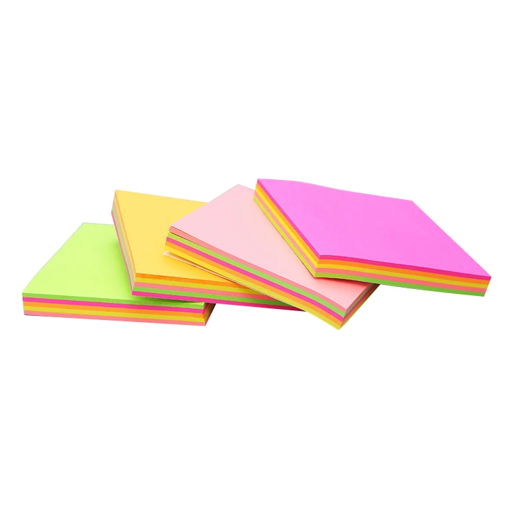 100 Sheets Neon Assorted Color 3 X 3 Inches Square Fluorescent Paper ...