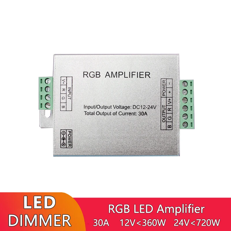 30a High Power Rgb Amplifier Dc12-24v 3-channel Pwm Dimming Signal ...
