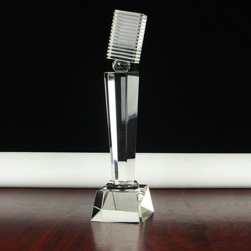 Unique Microphone Design Crystal Award Trophy for Singing