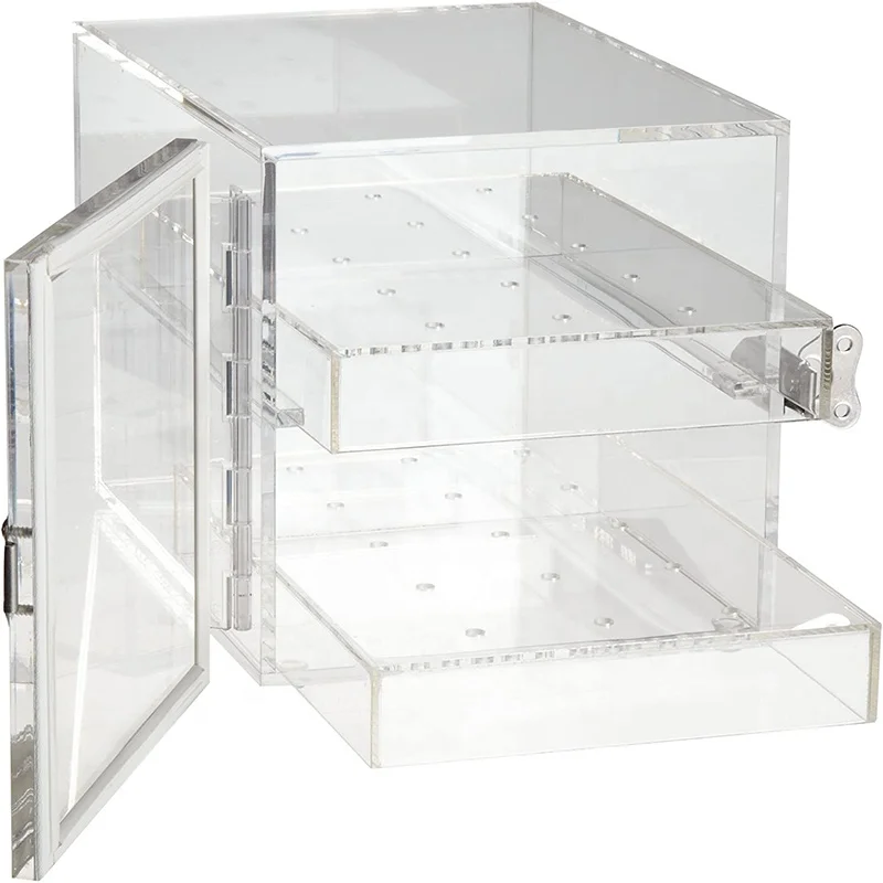 Transparent Acrylic Desiccator Cabinet 3 Tier Perpsex Lockable Cabinet ...
