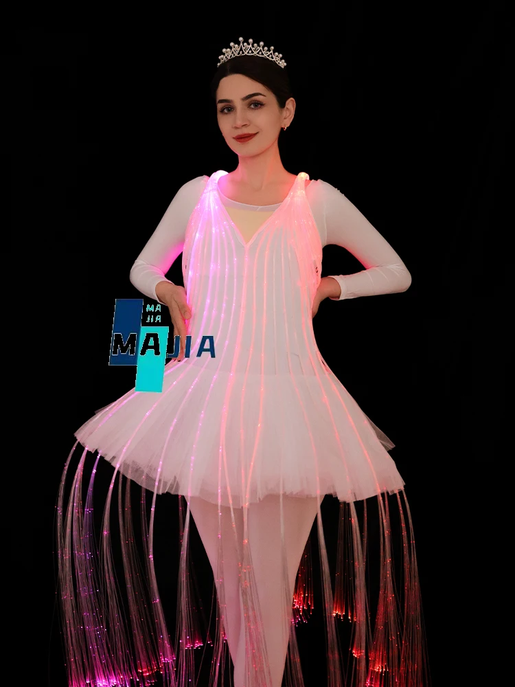 2025 New Colorful Fiber Optic Ballet tutu Costume Skirt Luminous Dress ...