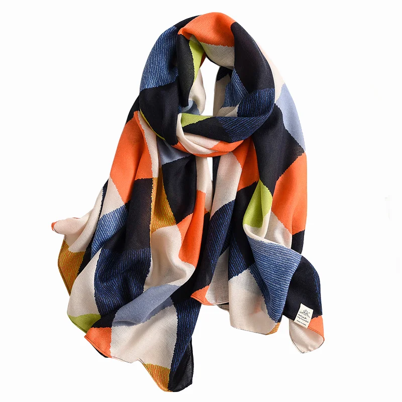 Shop Wholesale 2020 New Design Ladies Blue Cotton Scarf