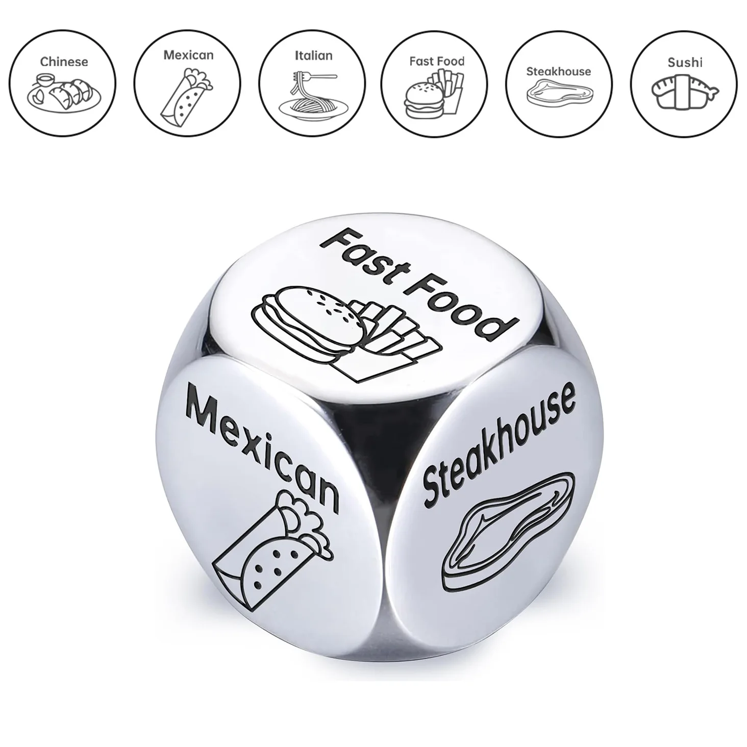 Stainless Steel Decision-Making Dice for Couple's Date Night