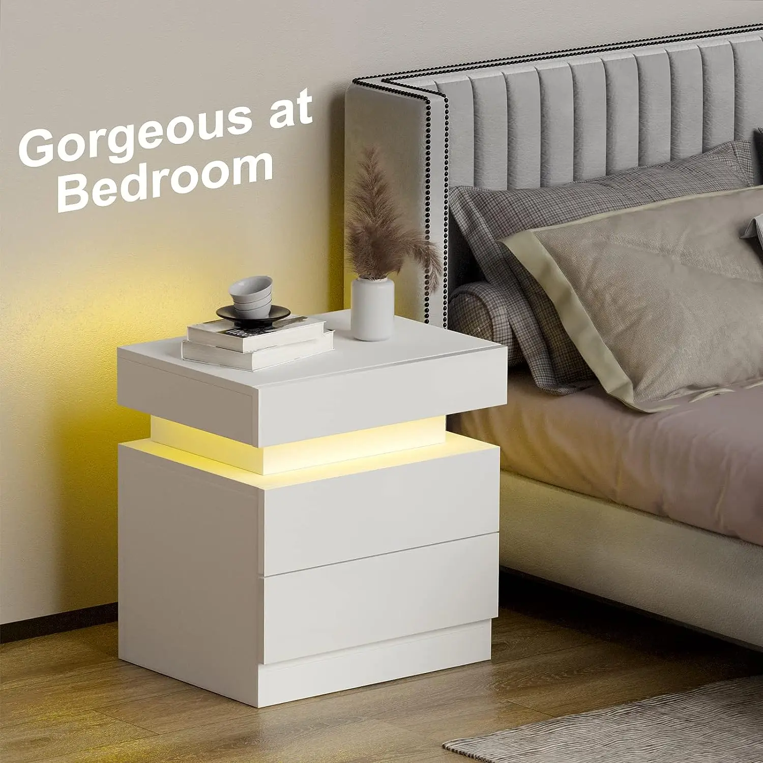 Adjustable Colors Sofa Side Table With 3 Drawers For Bedroom Living ...