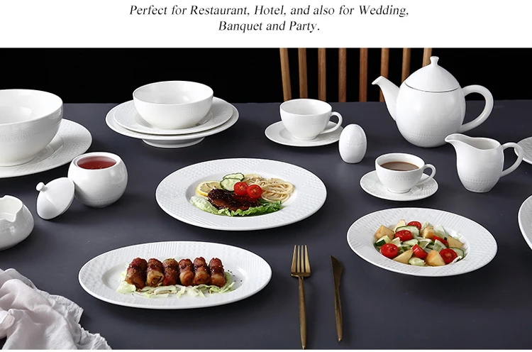 Dinnerware Set Hotel White Porcelain Chinaware Plates Ceramic Chinaware ...