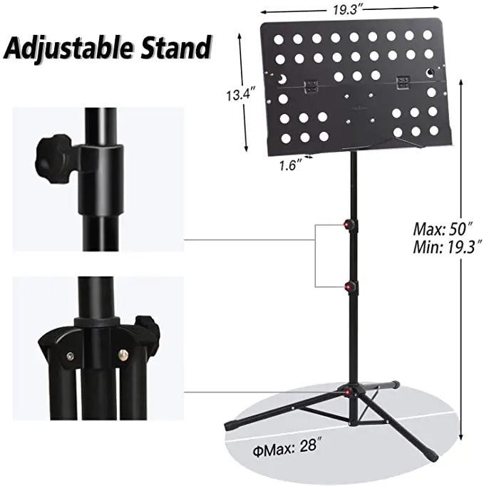 Metal Music Stand With Carrying Bag Music Tray And Music Sheet Clip ...