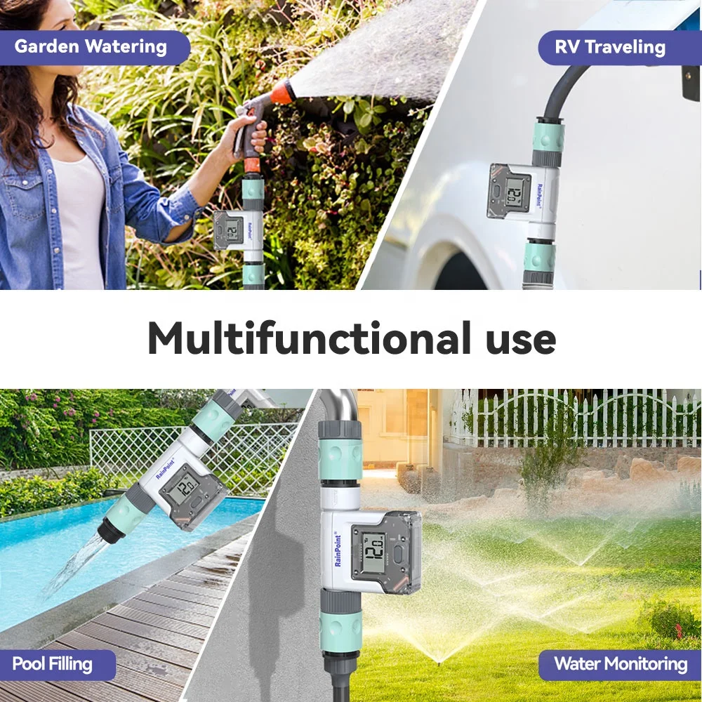 RAINPOINT Wifi Water Meter Water Flow Meter Phone APP Remote Control ...
