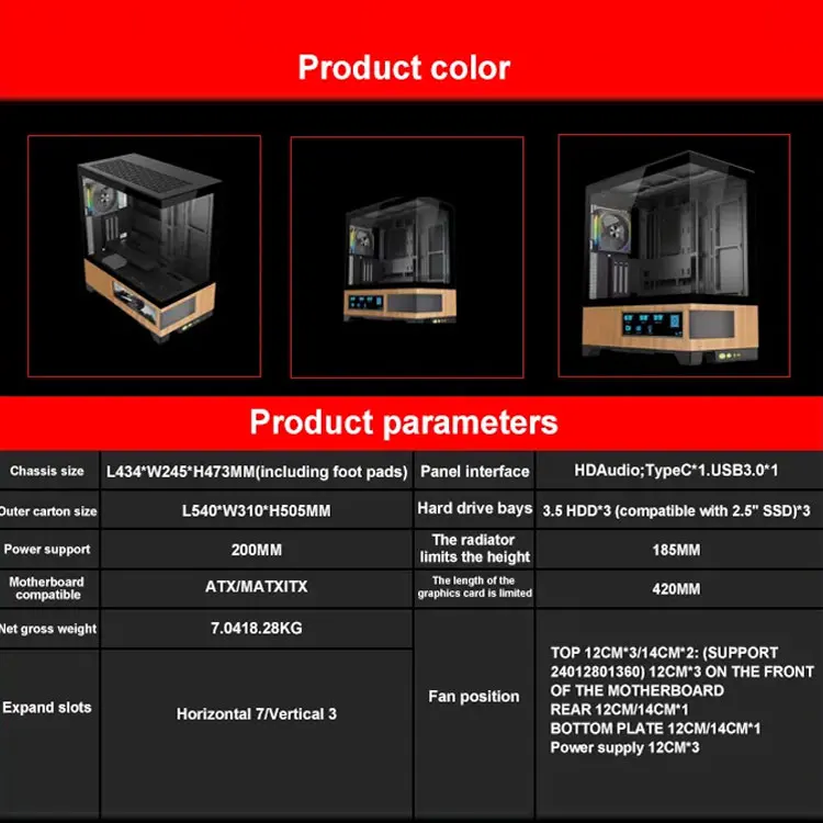 High Quality Gaming Pc Case Wooden Panel Casing Full View Tempered Glass Window Atx Pc Case ...