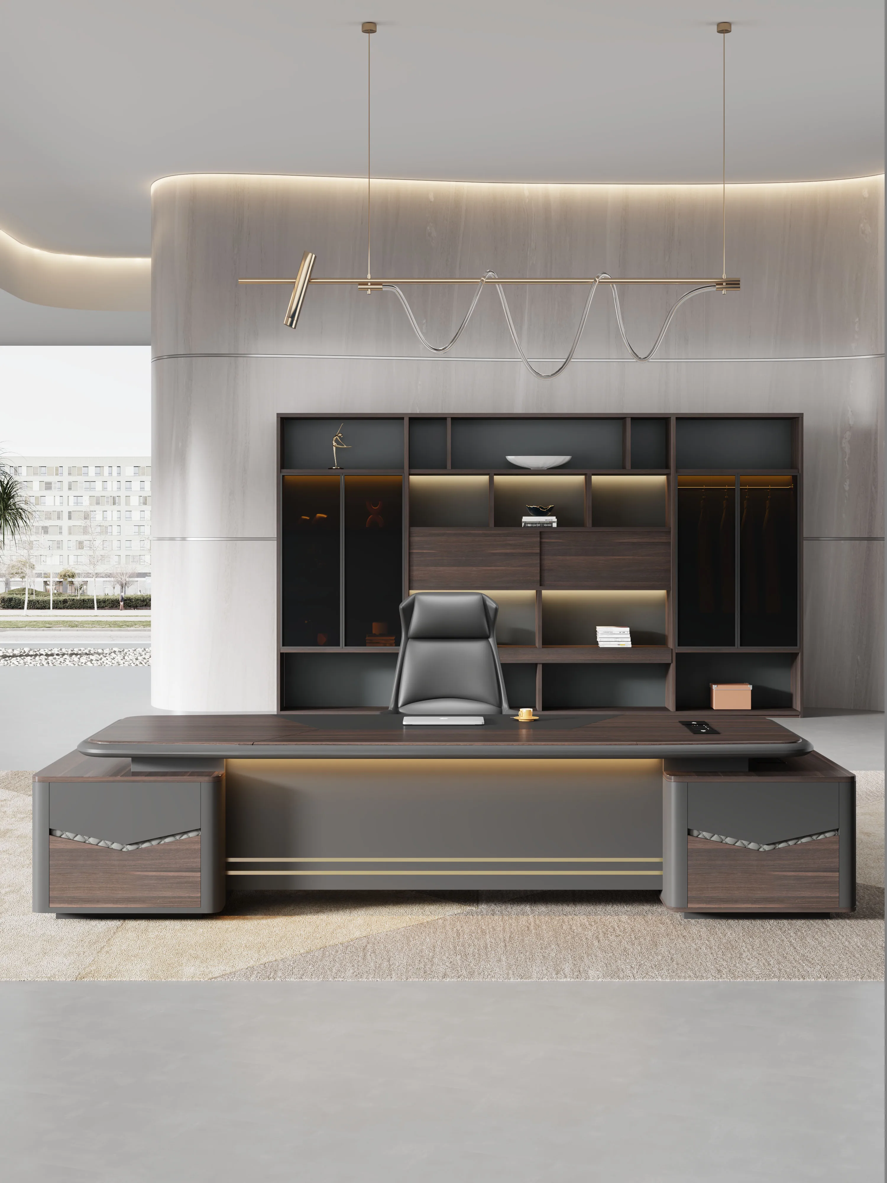 Wooden Office Desk 2023 Popular Modern For Office Space Modem Yiwu ...