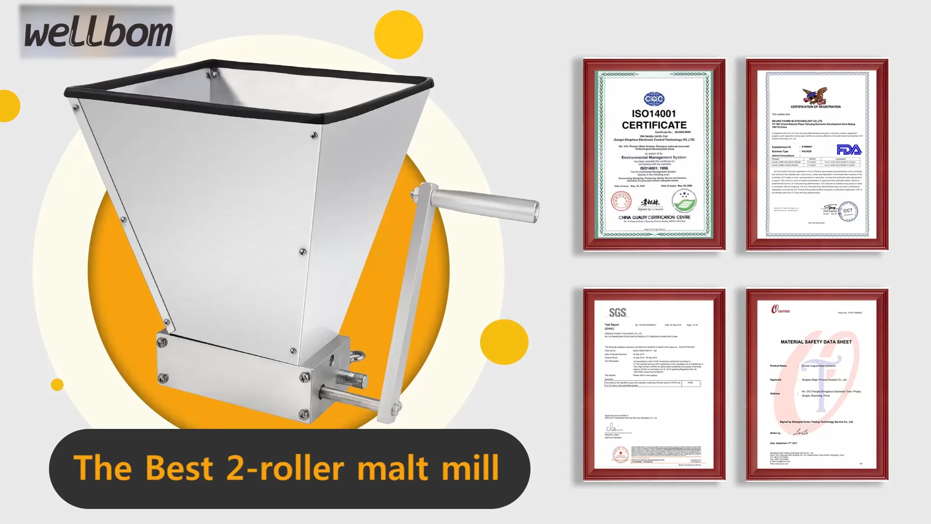 Stainless Steel 2 Roller Grain Malt Mill Homebrew Manual Malt Crusher ...