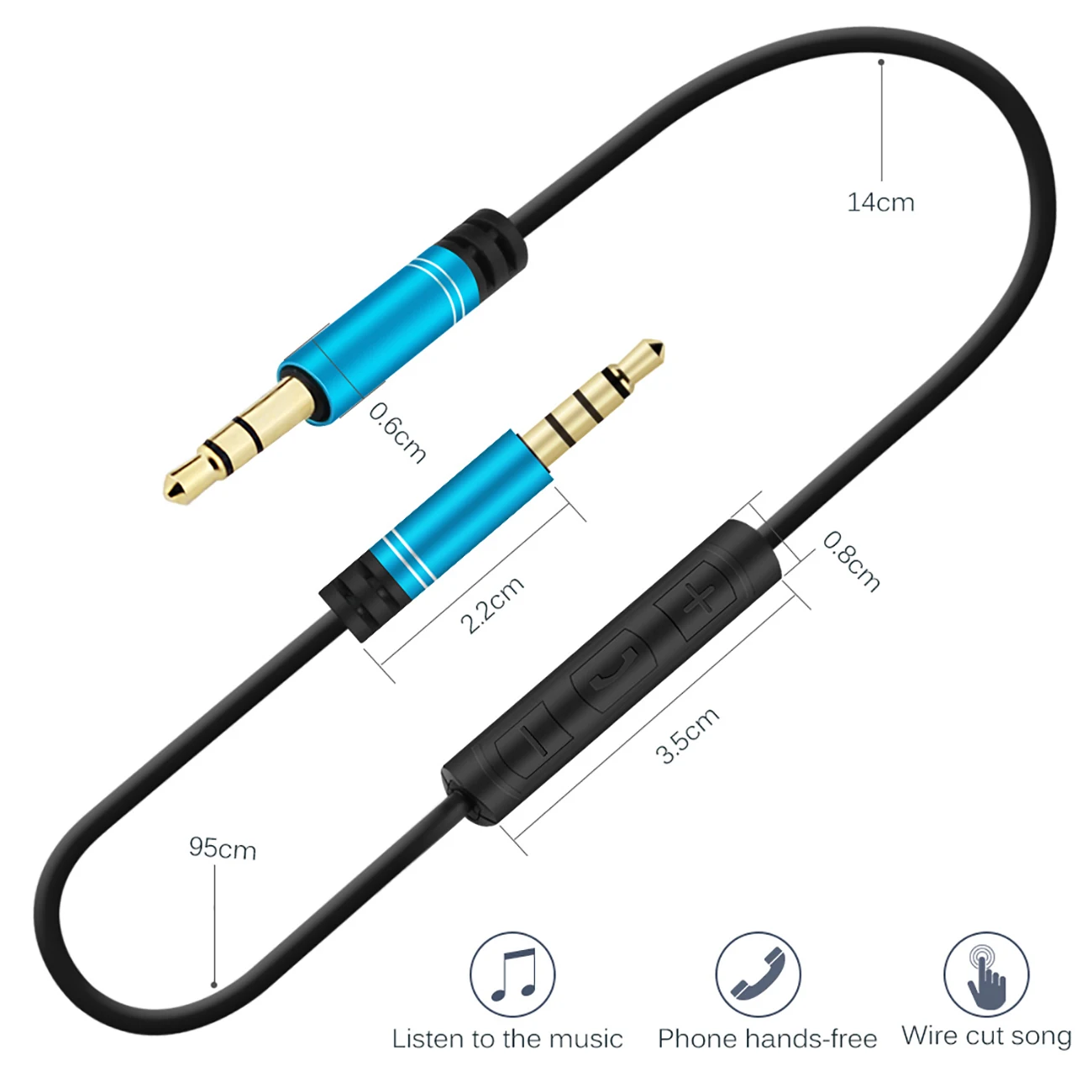 3.5 Stereo Aux Cable Male To Male Audio Premium Metal Stereo Audio ...