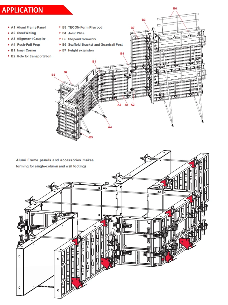 Tecon Alumi Frame Formwork Building Wall Aluminum Formwork For Concrete ...