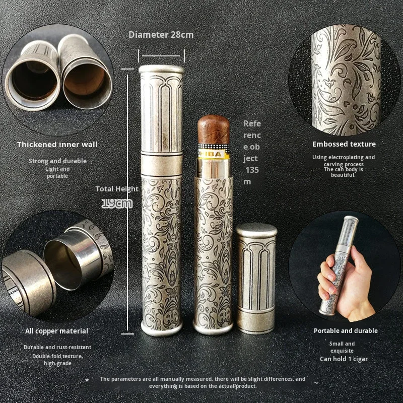 Portable Pure Copper Classic Vintage Style Cigar Tube Humidifier with ...