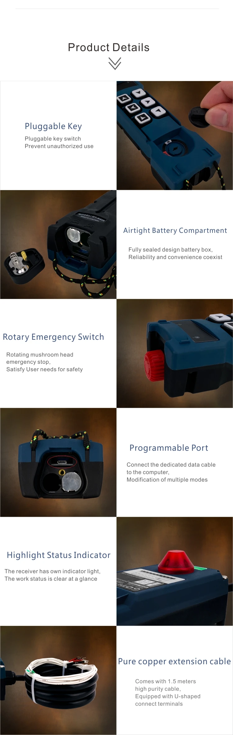 Gt-rs06 (2tx+1rx) Industrial Radio Wireless Crane Hoist Remote Control ...