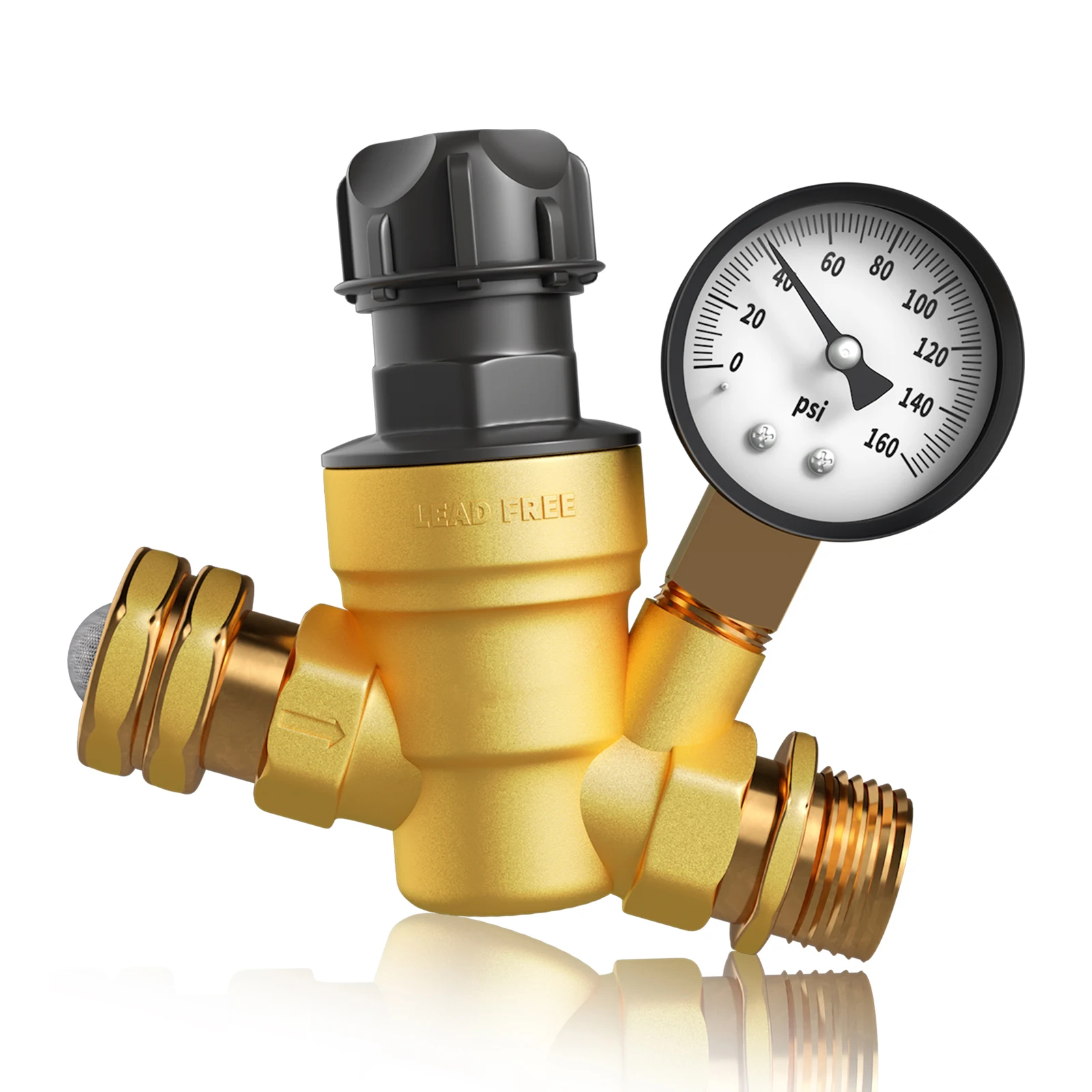 Handle Adjustable RV Water Pressure Regulator Valve, Brass Lead-Free ...